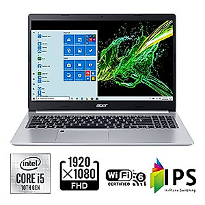 Acer Aspire 5 A515-55-56VK, 15.6" Full HD IPS Display, 10th Gen Intel Core i5-1035G1, 8GB DDR4, 256GB NVMe SSD, Intel Wireless WiFi 6 AX201, Fingerprint Reader, Backlit Keyboard, Windows 10 Home
