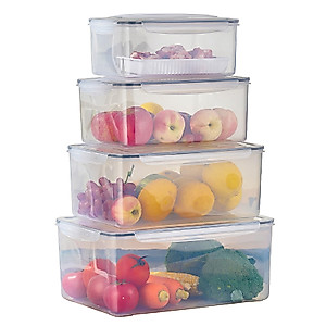 MueJah Food Containers Set with Lids, Buckle Sides & Handle, Refrigerable & Microwaveable, 9.9Ibs/15Ibs/23Ibs/32Ibs Capacity Airtight Organizers Storage Boxes