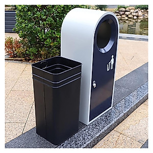 YUSIWOAL Trash Cans Outdoor Trash Can Galvanized Commercial Trash Bins Large-Capacity Garbage Can Mall Park Waste Bins 52l/13.7 Gallons Outdoors and Home