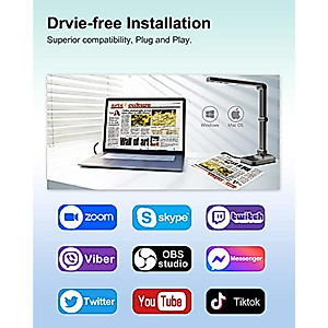 VIZOLINK 8MP Document Camera & Webcam with Noise-Canceling Microphone, A3-Size Capture, Auto Focus, 3-Levels Adjustable Brightness, for Live Demo, Home Office, Remote Teaching