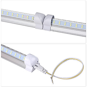 4 Pack 4FT LED Shop Light, 72W 9500LM 5000K, Daylight White, 4 Row V Shape, Clear Cover, Hight Output, Linkable Shop Lights, T8 LED Tube Lights, 4 LED shop lights for garage 4 foot with plug