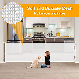 Mom's Choice Awards Winner - WOMHOM 100 Inch Extra Wide Retractable Baby Gates Extra Wide Baby gate for Large Opening Extra Long Dog Gates for The House Extra Large Pet Gate for Dogs Indoor Baby Fence