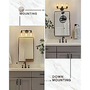 FEMILA 3-Light Vanity Light,Farmhouse Bathroom Light Fixtures,Metal Wall Sconce with Clear Glass Shade,Oil Rubbed Bronze Finish,4FYC56B-3W ORB