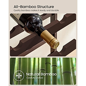 SONGMICS 42-Bottle Wine Rack Free Standing Floor, 7-Tier Display Wine Storage Shelves with Table Top, Bamboo Wobble-Free Bottle Holder for Kitchen Bar Dining Room Living Room, Espresso UKWR27BR