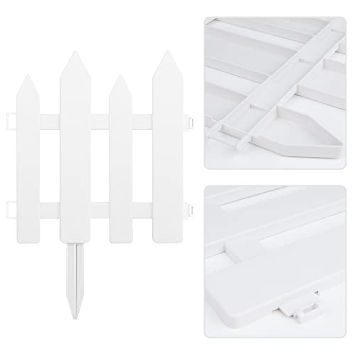 ELECLAND 6 Pieces Garden Fence with 6 Pieces Fence Inser White Plastic Fence Garden Picket Fence Edgings Lawn Flowerbeds Plant Borders Decorative Garden Yard