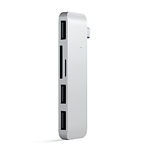 Satechi Aluminum Type-C USB 3.0 3-in-1 Combo Hub Adapter - 3 USB 3.0 Ports and Micro/SD Card Reader - for M2/ M1 MacBook Pro/Air, M2/ M1 iPad Pro/Air, M2 Mac Mini, iMac M1 (Silver)