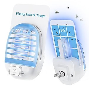 Flying Insect Trap 2 Devices+6 Refills, Bug Zapper+Insect Trap for Home,Kill Grid & Glue Dual Efficacy Mosquito Killer,Plug-in Fly Traps for Flies, Fruit Flies, Moths, Gnats, and Other