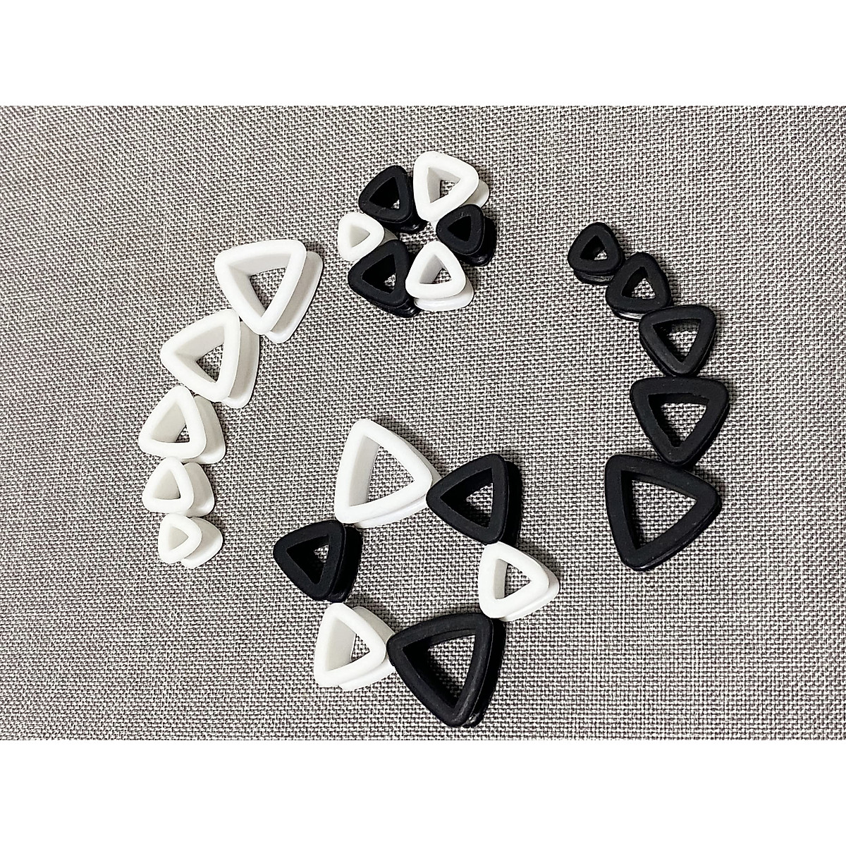 Black and White Triangle Silicone Flexible Double Flared Geometric Ear Tunnels and Plugs Punk Style Hollow Ear Piercing Gauge Expander Stretching Tunnels Comfortable Soft Sleeper Ear Plugs 2 Pairs