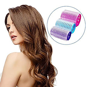 36 Pcs Self Grip Hair Roller Set in 3 Sizes and 15 Pcs Plastic Duck Teeth Bows Hair Clips, Self Holding Rollers Salon Hairdressing Curlers for Hair Styling (44mm + 36mm + 25mm)