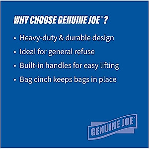 Genuine Joe GJO11581 Heavy-Duty Trash Container, 44 gal Capacity, 24" Height x 31.5" Width x 24" Depth, Gray