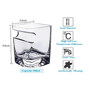 KNC Cigar Whiskey Glass - Old Fashioned Whiskey Glasses - Tumbler With Side Mounted Holder Cigar Rest-Best Accessories & Gifts for Drinking Bourbon and Scotch