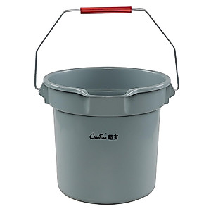 Jekiyo 4 Pack 14 Quart Commercial Cleaning Bucket with Handle, Gray, Plastic Round Utility Pail