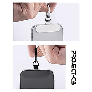 project-cb Phone Tether Tab ×1,Spring Ring ×1,Metal Patch,Universal Phone Lanyard Patch Without Adhesive,Phone Strap Replacement Part for Cell Phone (Silver)