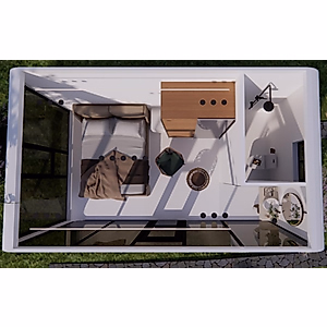 ZECTIQ Luxury Apple Cabin 20FT Prefab House, Bedroom and Bathroom with Shower, Fully Equiped, Premium Glass Windows and Door