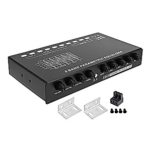 SIGRID 5-Band Car Audio Equalizer, Adjustable 5 Bands EQ Car Amplifier Graphic Equalizer with CD/AUX Input Select Switch,Black