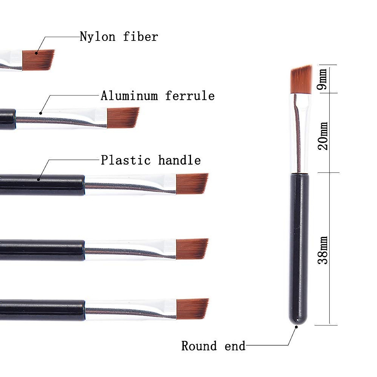 VOSAIDI 10pcs Eyebrow Brush Portable Premium Quality Angled Eye Brow Brush and Spoolie Mini Brush