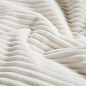 Fancy Homi 2 Packs Cream White Lumbar Decorative Throw Pillow Covers 12x20 Inch for Couch Bed Sofa, Rustic Farmhouse Boho Home Decor, Soft Striped Corduroy Rectangle Accent Cushion Case 30x50 cm