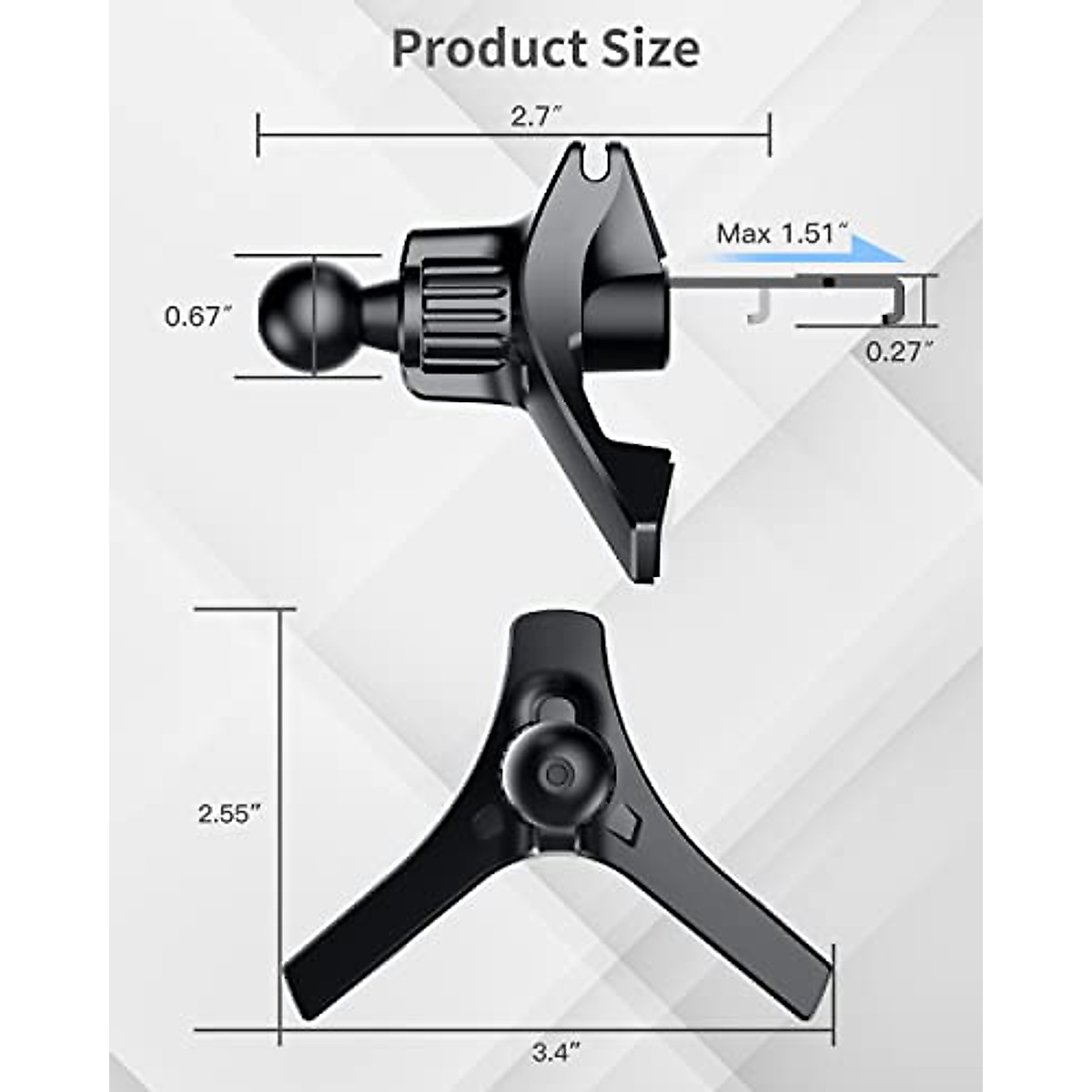 ZOOAUX Universal Air Vent Clip for Wireless Car Charger & Car Mount, Ultra Strong Anti-Shake Vent Grip for Most Car Phone Mount Holders with Joint Ball [Diameter 0.67 in (17mm)]