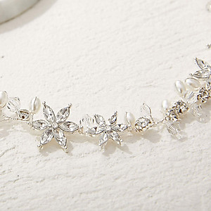 SWEETV Silver Flower Girl Headpiece for Wedding Crystal Floral Girls Headband Princess Hair Accessories for Birthday Party, First Communion