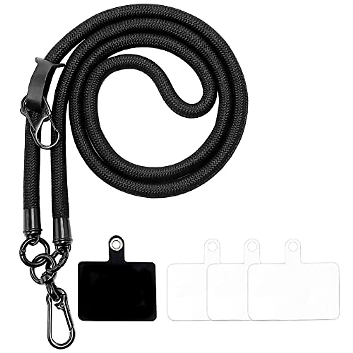 BERITNI Cell Phone Lanyard, Adjustable Length Crossbody Universal Nylon Phone Strap with Patch, Black