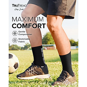 TruTread Soccer Grip Socks - 4 Paris Mens Grip Socks Soccer | Soccer Grip Socks Men | Soccer Socks Men | Non Slip Soccer Socks Mens