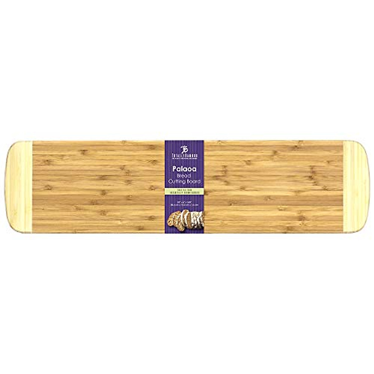 Totally Bamboo Palaoa Bamboo Bread Cutting Board, 23" x 6", Natural Two Tone