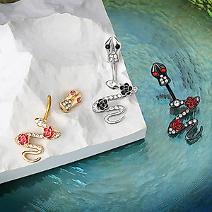COCHARM Gold Snake Belly Button Rings for Women 14g Snake Navel Rings Gold Surgical Steel Belly Navel Piercing Jewelry