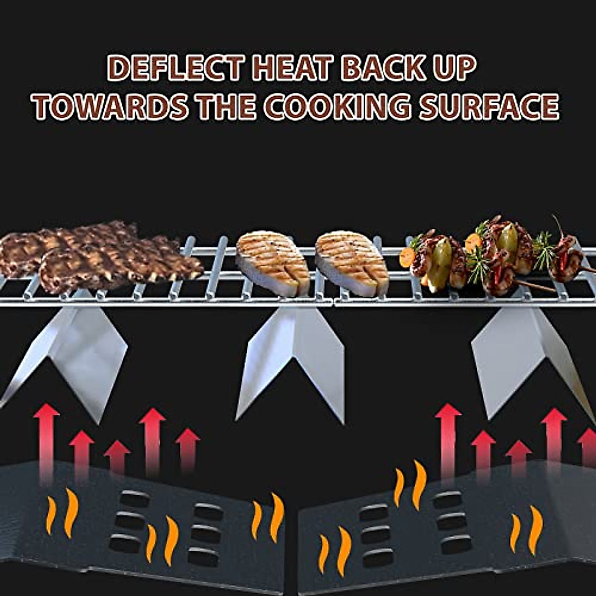 QuliMetal 17.5 Inch Flavorizer Bars and Heat Deflectors for Weber Genesis 300 Series Grill with Front Control Knob, Genesis E310 E320 E330 S310 S320 S330, Porcelain Steel Parts for Weber 7620 7621