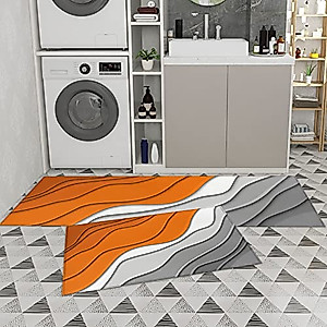 Teamery Kitchen Mats for Floor, Orange Grey Ombre Abstract Beach Kitchen Rugs, Kitchen Organization Anti-Fatigue Kitchen Mat, Kitchen Decor Runner Rug Room Decor Standing Desk Mats