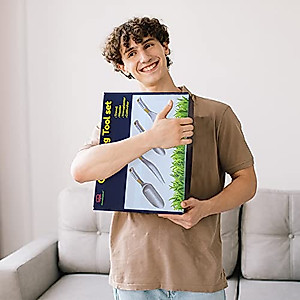 PortableAnd Garden Hand Tools Set Heavy Duty One-Piece Cast-Aluminum Lightweight 4 PCS Hand Trowel Transplanter Cultivator Weeder with Ergonomic Grip