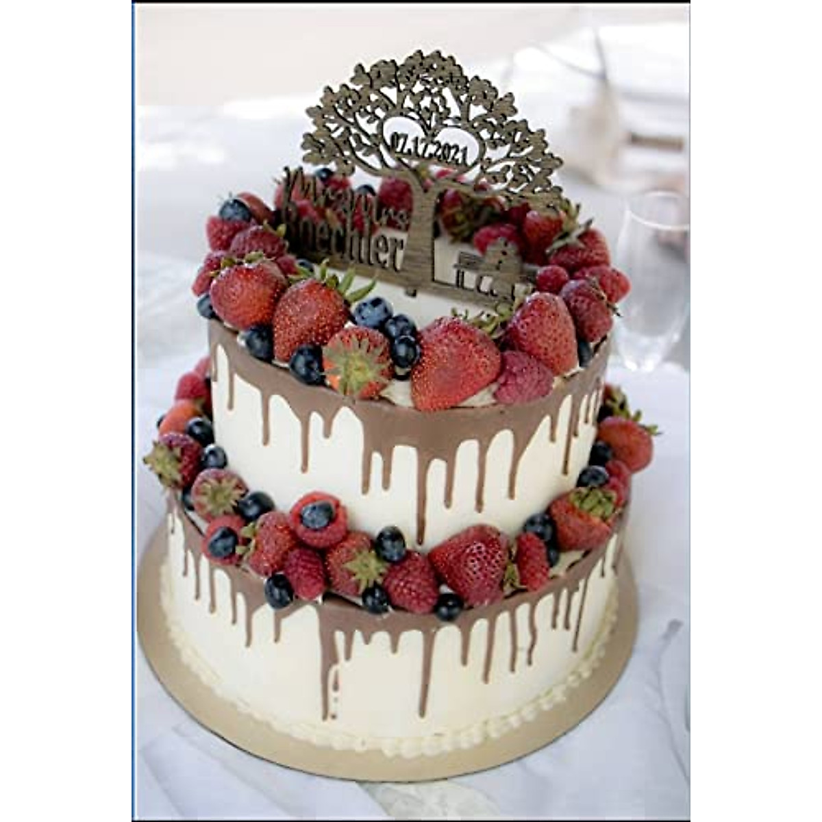 Anniversary Cake Topper- Personalized Rustic 50th cake topper, golden anniversary, 40th, 60th, 10th, 15th, 25th, Gold anniversary topper