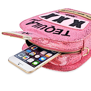 USTYLE Sparkling Bag for Women, Shoulder Purse Sequin Leather Bottle Shaped Crossbody Bag Clutch Purse Phone Wallet Shoulder Bags