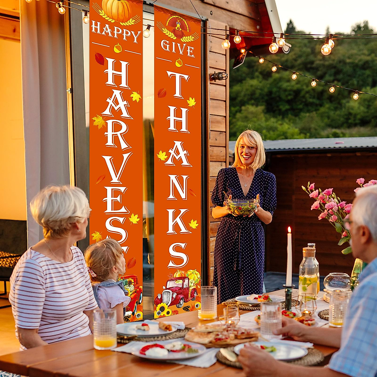 Unibday Thanksgiving Door Banner, Thanksgiving Porch Banners, Autumn Harvest Door Banner for Thanks Harvest, Welcome Fall Home Decor Thanksgiving Hanging Banners - Fall Decorations For Home