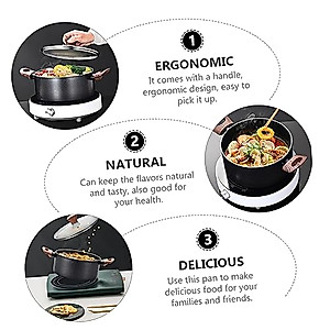 HOLIDYOYO Pot Stainless Cookware Pastel Milk Pan Coffee Heater Butter Coffee Milk Warmer Soup Bowls with Lids Milk Coffee Candy Creamer Fruit Dip Work on Outdoor Cookware Wood Black