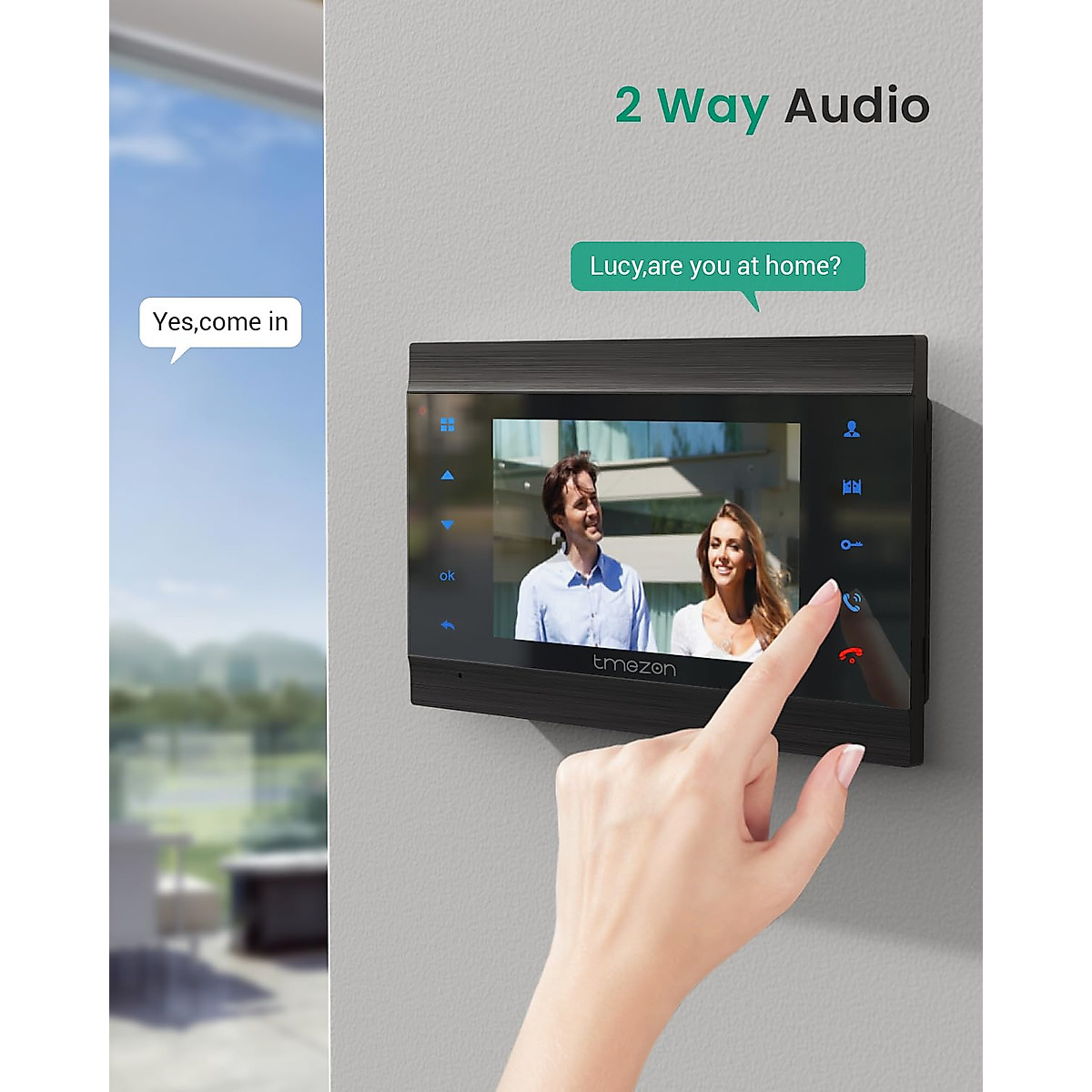 TMEZON Wireless WiFi Video Doorbell Intercom System 2 Unit and Monitor Door Phone IP 4 Wire 7 Inch Entry 1080P Camera Night Vision,Support Remote Unlock Door Release,Snapshot,Tuya