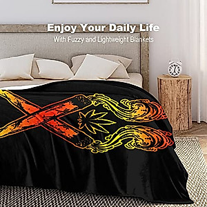 Crossed Smoking Weed Joints Spliffs Flannel Fleece Throw Blanket Soft Warm Lightweight Fuzzy Plush Blankets for Bed Couch Sofa 70"x80"