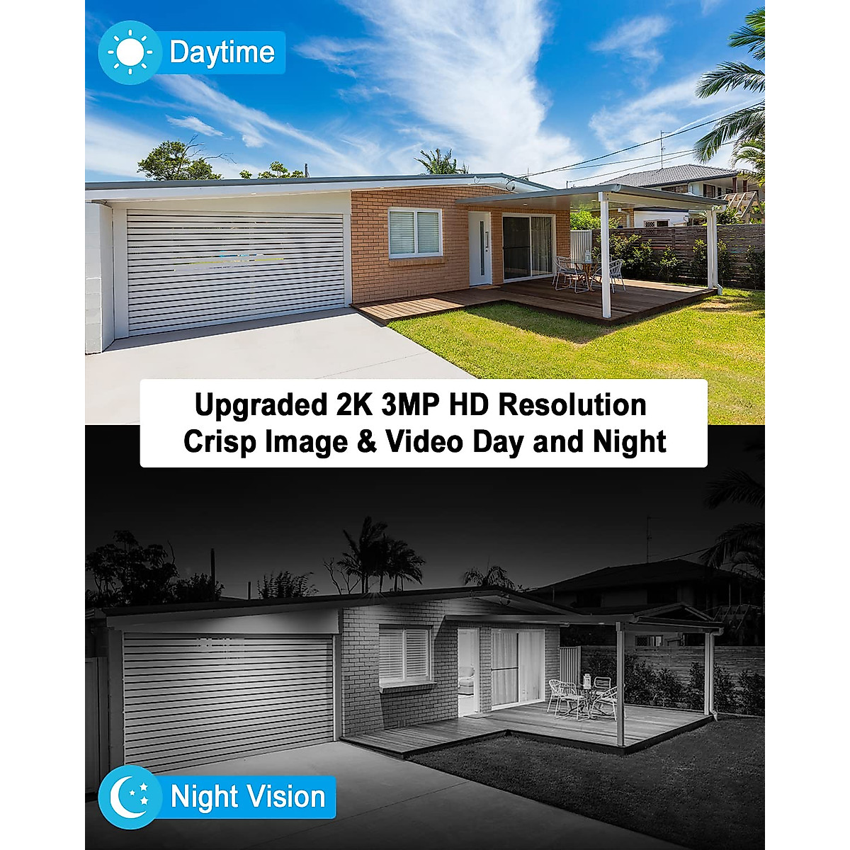 ANRAN Security Cameras Wireless Outdoor - 2K Solar Security WiFi Camera, Night Vision, IP65 Waterproof, Smart Siren, PIR Human Detection, 2-Way Talk, Work with Alexa, Home Surveillance, S1 White