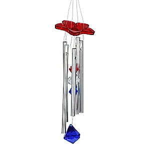Exhart Wind Chimes, WindyWings Patriotic Eagle Wind Chime with Fluttering American Flag Wings, Outdoor Plastic and Metal Lawn and Yard Decoration, 9 x 6 x 18 Inch