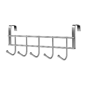 Wobekuy Over The Door 5 Hooks Home Bathroom Organizer Rack Clothes Coat Hat Towel Hanger Steel