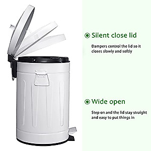 Innovaze 3.2 Gal + 0.8 Gal Bathroom Trash Can, Stylish White Steel Small Garbage Can with Lid and Removable Inner Bucket