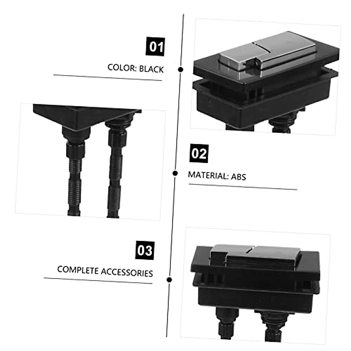 Zerodeko 2pcs Toilet Flush Button Toilet Tank Button One-piece Toilets Toilet Dual Push Button Universal Toilet Tank Flush Buttons Square Toilet Button Universal Toilet Flush Button Black