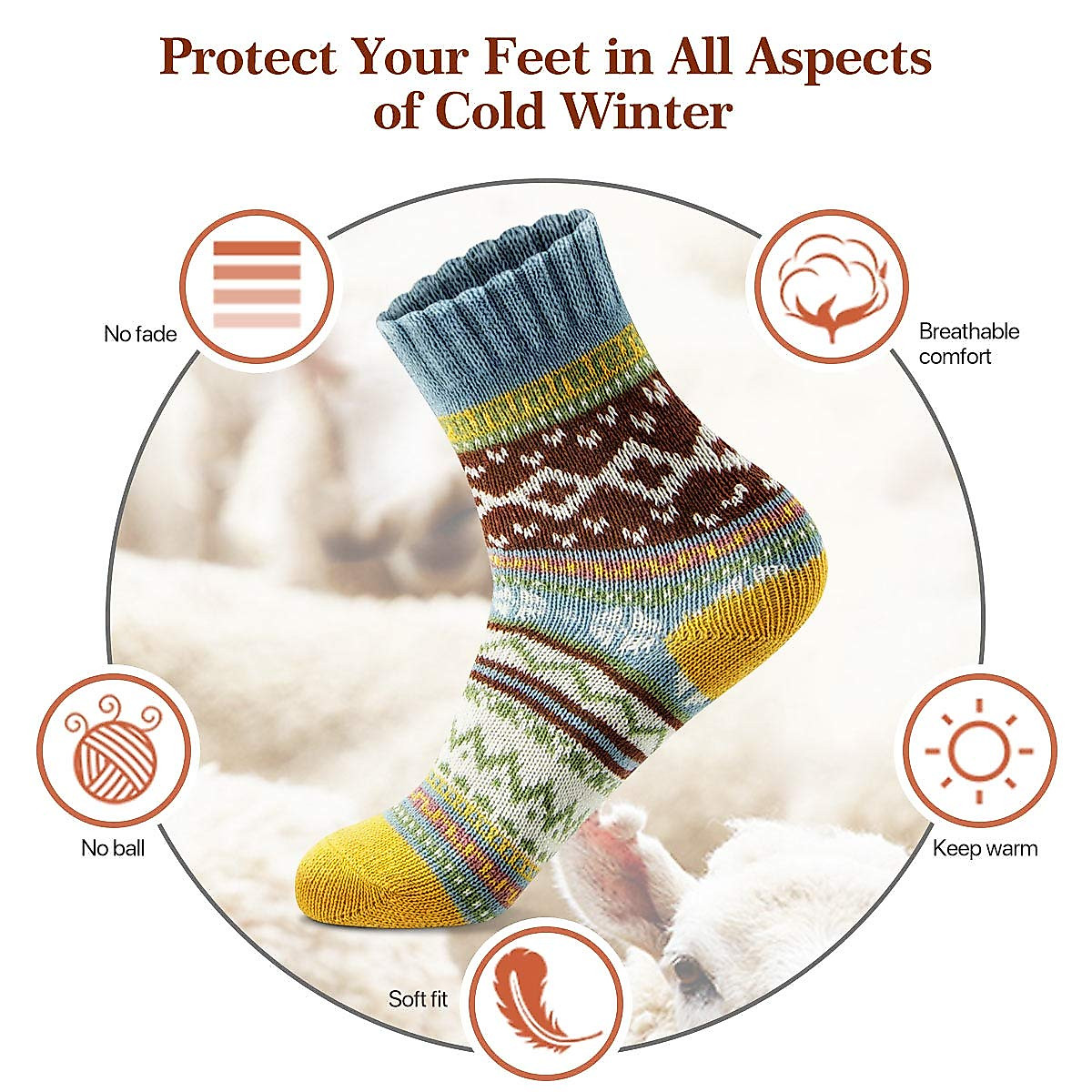 FYC Women Socks Winter - Gifts for Women - Warm Thick Soft Wool Socks Christmas Gifts Socks Cozy Crew Socks, multicolor, One Size