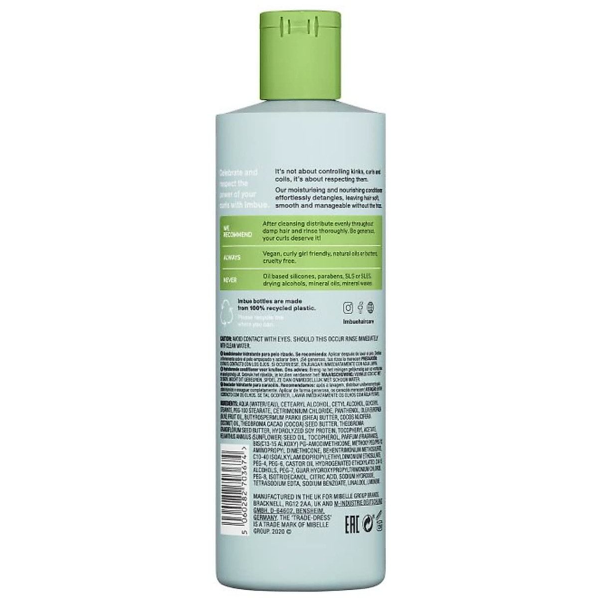 Imbue Curl Respecting Hair Conditioner 13.53 Fl Oz. Formulated with Coconut Oil, Cupuaçu Seed Butter, Olive Oil. Detangle and Nourish. (1 Pack)
