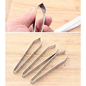 3 Pcs Fish Bone Tweezer Food Tweezers for Hair Removing Stainless Steel Tweezer Fish Bone Clip for Restaurant Slant Tweezer for Bone Removing