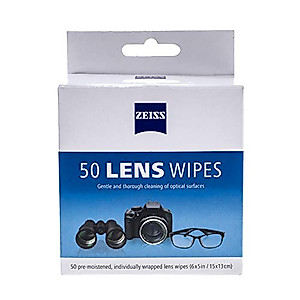Zeiss Pre-Moistened Lens Cleaning Wipes - Cleans Bacteria, Germs and Without Streaks for Eyeglasses and Sunglasses - (50 Count)