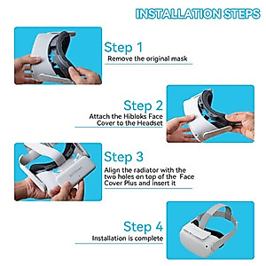 HiBloks Cooling Fan Face Cover for Meta/Oculus Quest 2 Accessories, Soft Lycra Cotton, Quest 2 Cooling Fan Active Air Circulation Ventilation to Relieve Lens Fogging (2 Speeds)