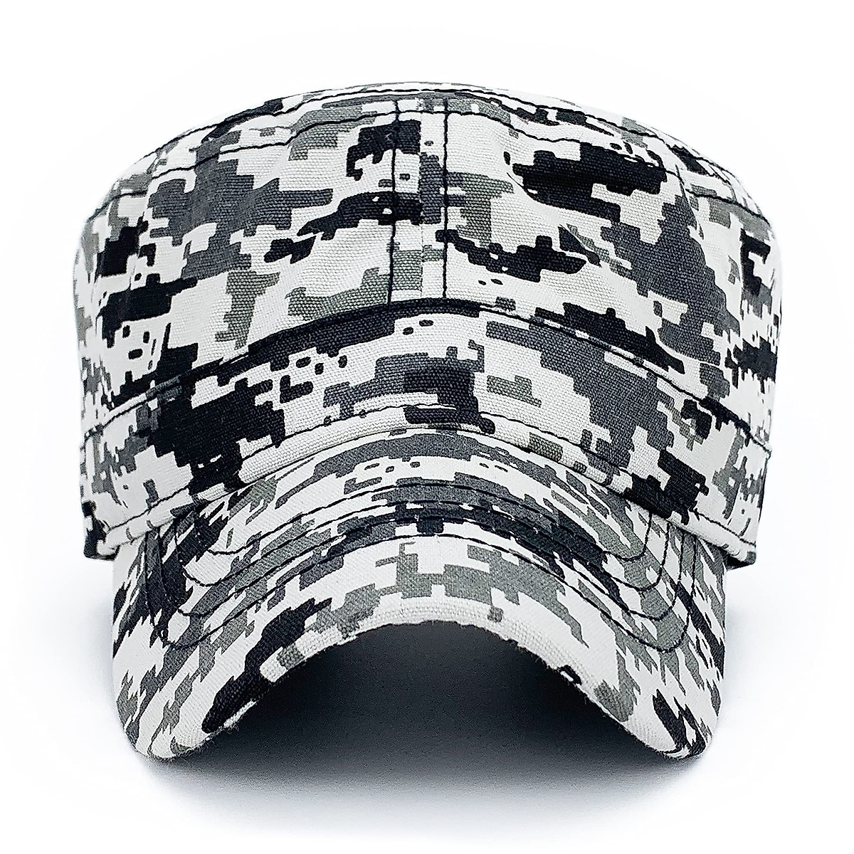 REDSHARKS mens Digital Camo Cadet Army Velcro Back Military Flat Top Baseball Dad Sun Adjustable Cap, Grey Digital Camo, X-Large