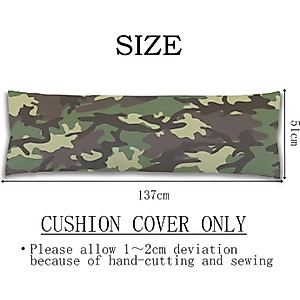 Camouflage Body Pillow Cover Military Army Green Camo Hunting Forest Long Pillow Case Protector with Zipper Decorative Soft Large Pillow Cases Covers Cushion for Bedding,Couch,Sofa,Home Gift 20"x54"