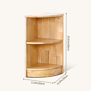 OOOK Rubber Wood Corner Cabinet, 2-Tier Toy Organizers and Storage, Montessori Shelf for Kids Room, Playroom, Nursery, Classroom, Kindergarten