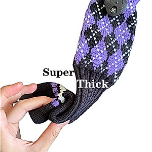 3pcs Knit Golf Club Head Covers,Golf Driver 3 5 Fairway Woods Covers, Pom Pom Golf Wood Headcovers Covers for Driver, 3 5 Woods - Purple